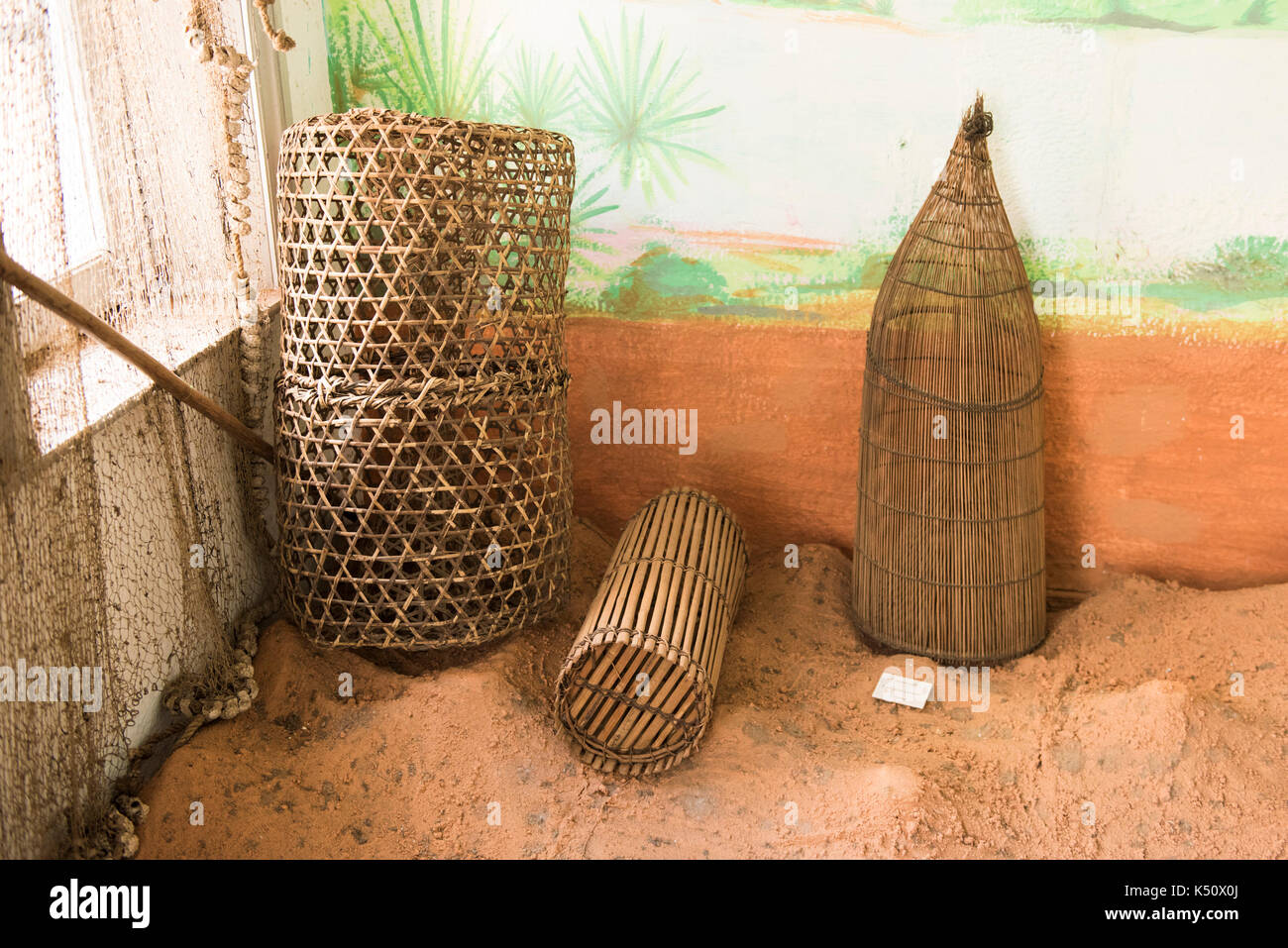 Display of traditional fish traps at the Art and Archeology museum ...