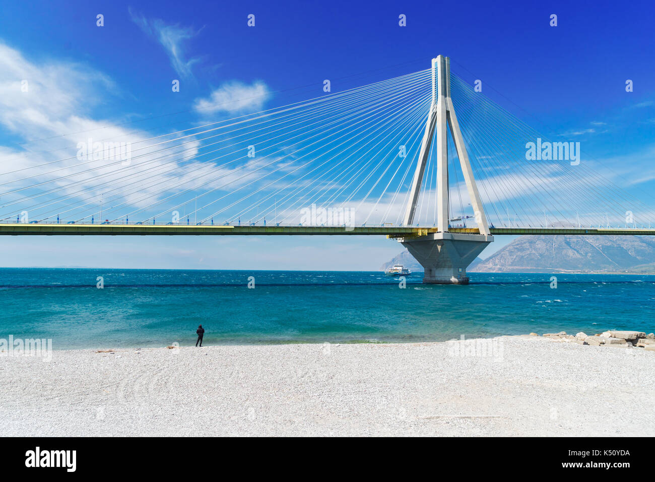 View of Patras and Rio Antirrio bridge Stock Photo - Alamy