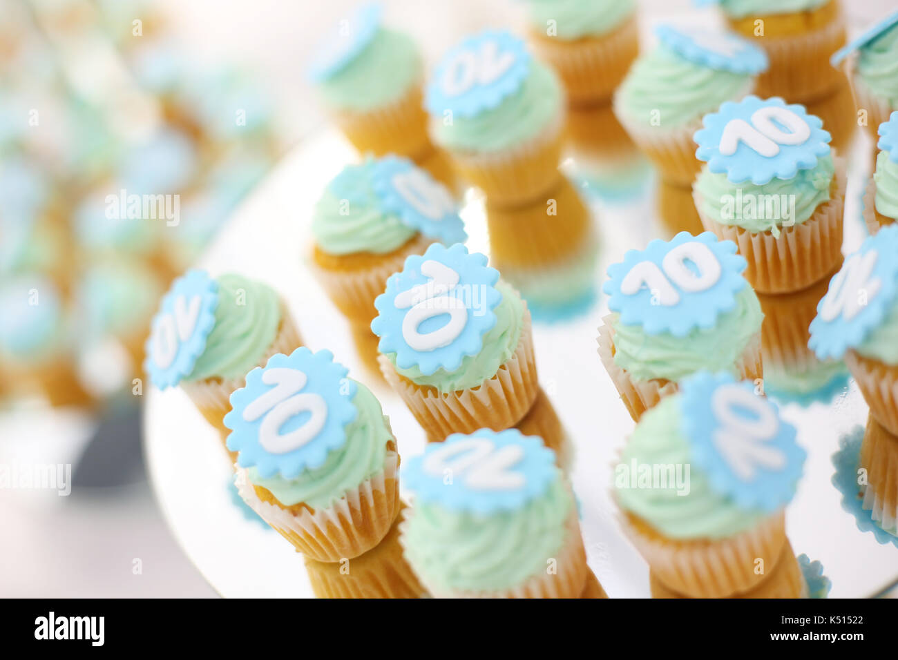 Cupcakes on a mirror, with number 10 on them Stock Photo - Alamy