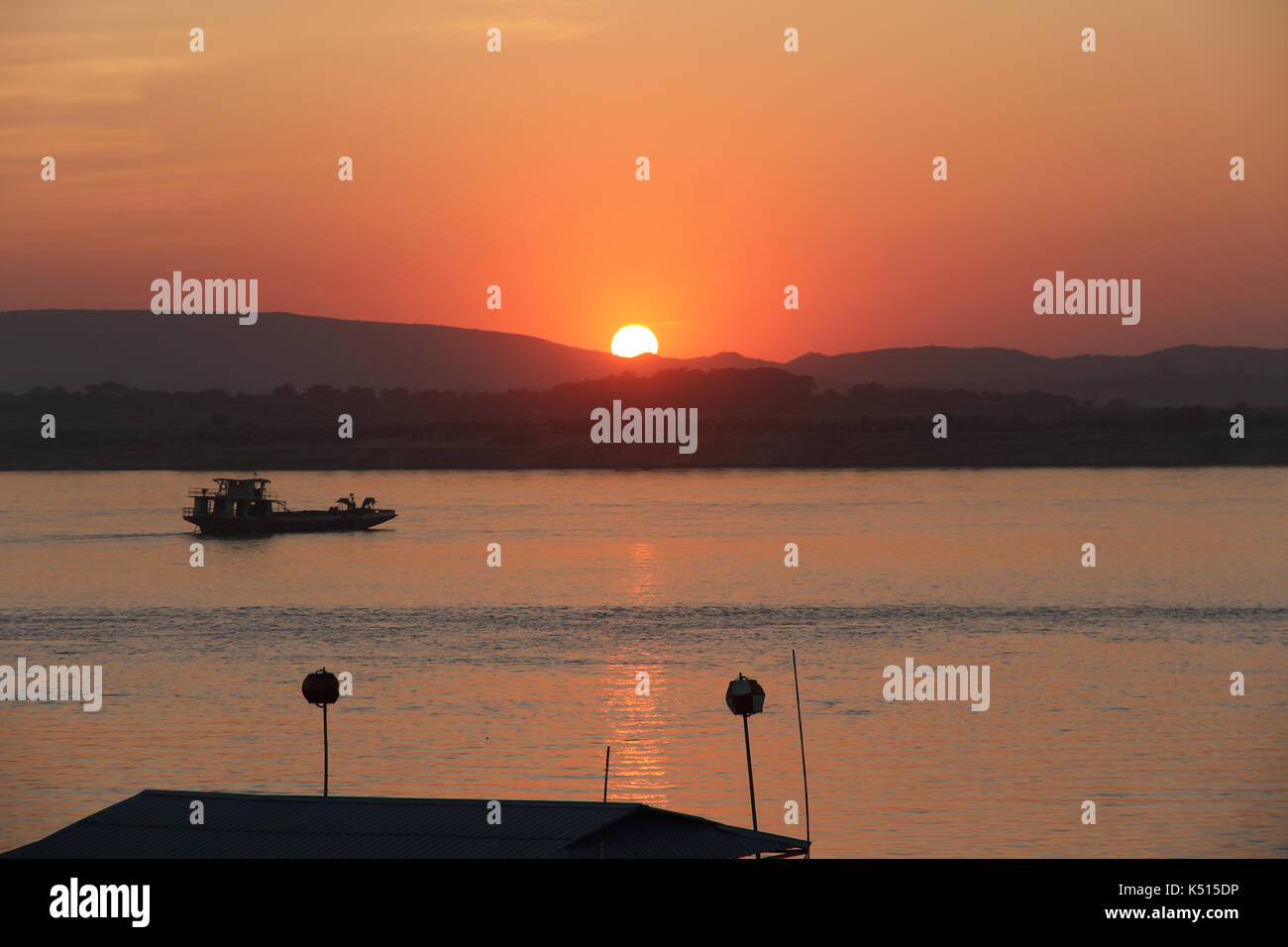 Sunset over Irrawaddy River, Mandalay, Myanmar Stock Photo - Alamy