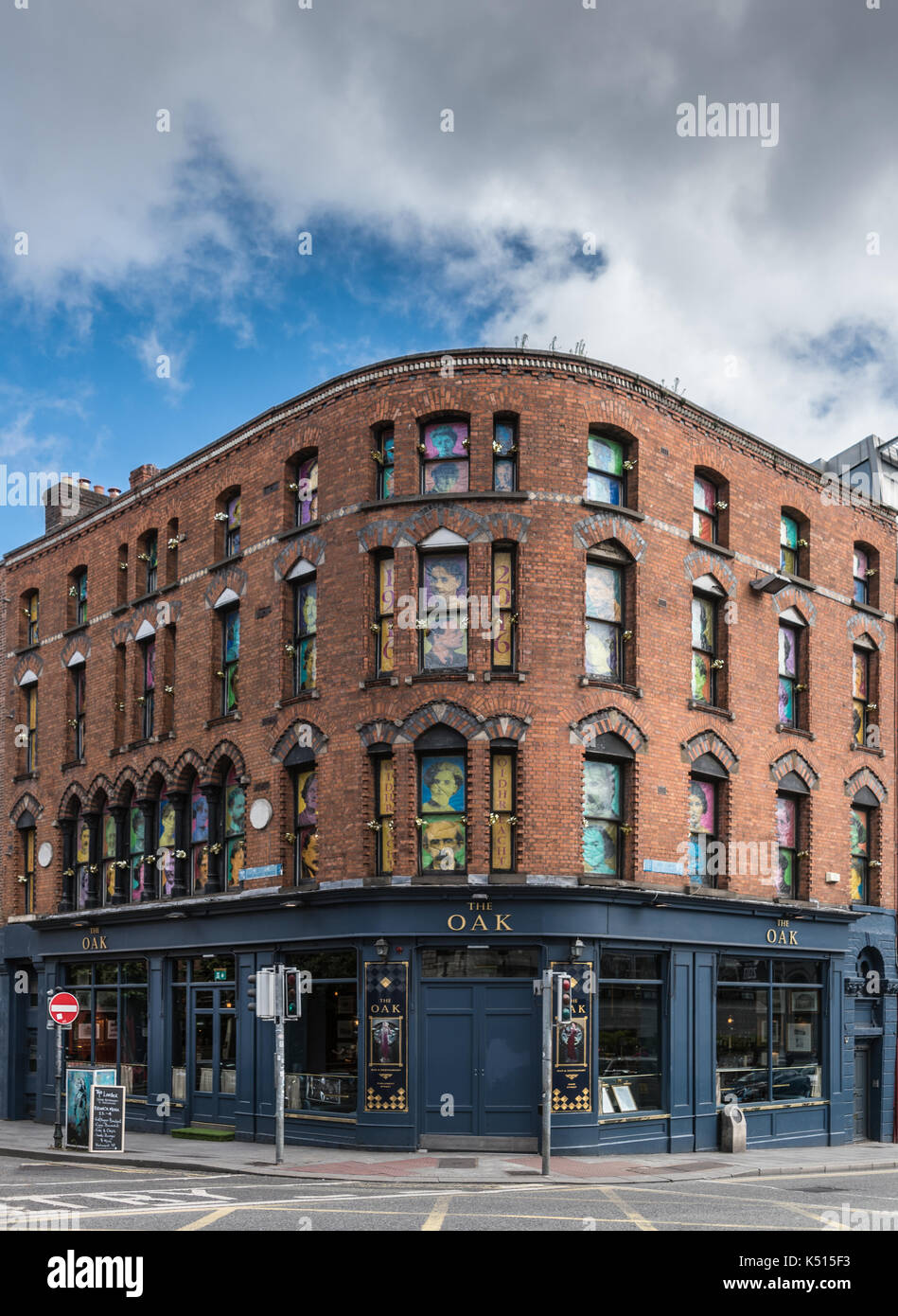Dublin, Ireland - August 7, 2017: Historic red brick, corner facade of ...