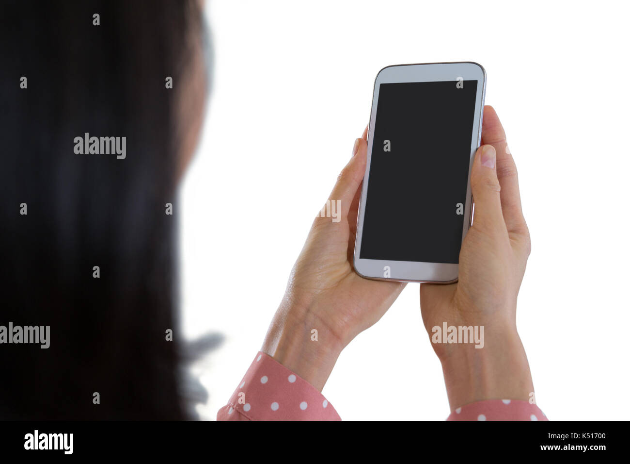 Woman mobile phone rear view hi-res stock photography and images - Alamy