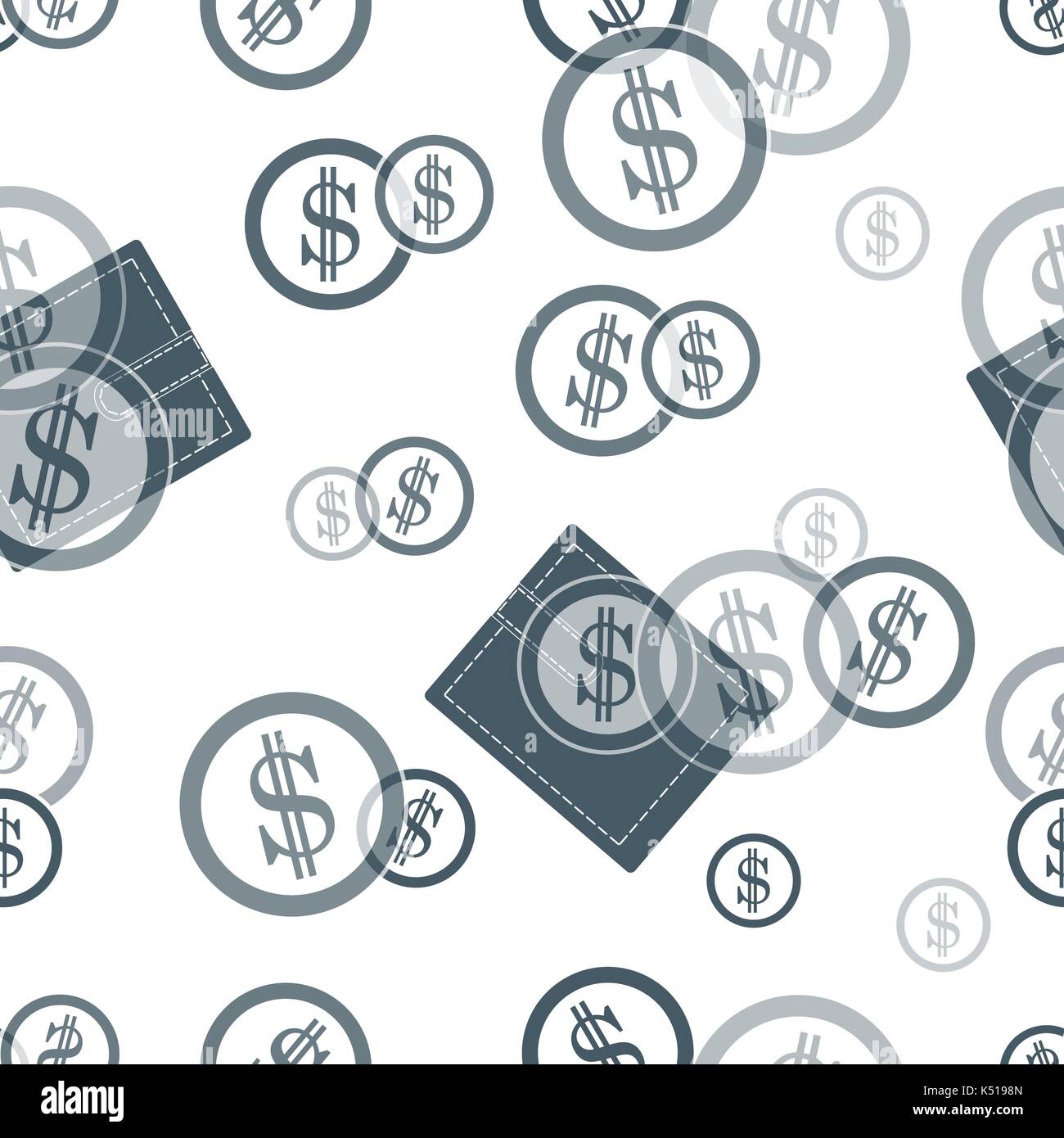 Seamless pattern with purses and dollar coins. Business and finance ...