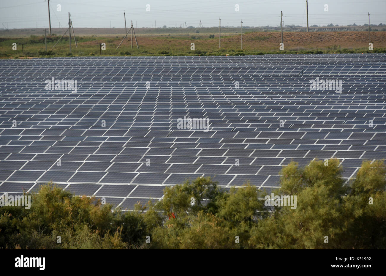 Solar reflectors on the solar power plant station "Zavodskaya" of Solar ...