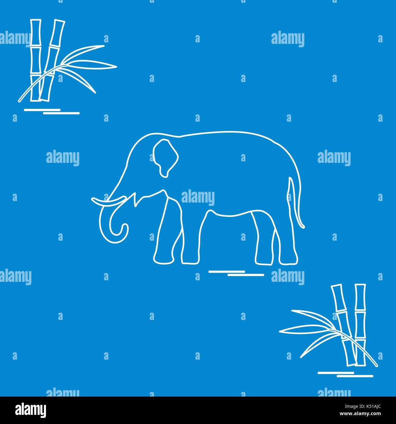 Stylized icon of elephant and bamboo. Design for poster or print Stock ...