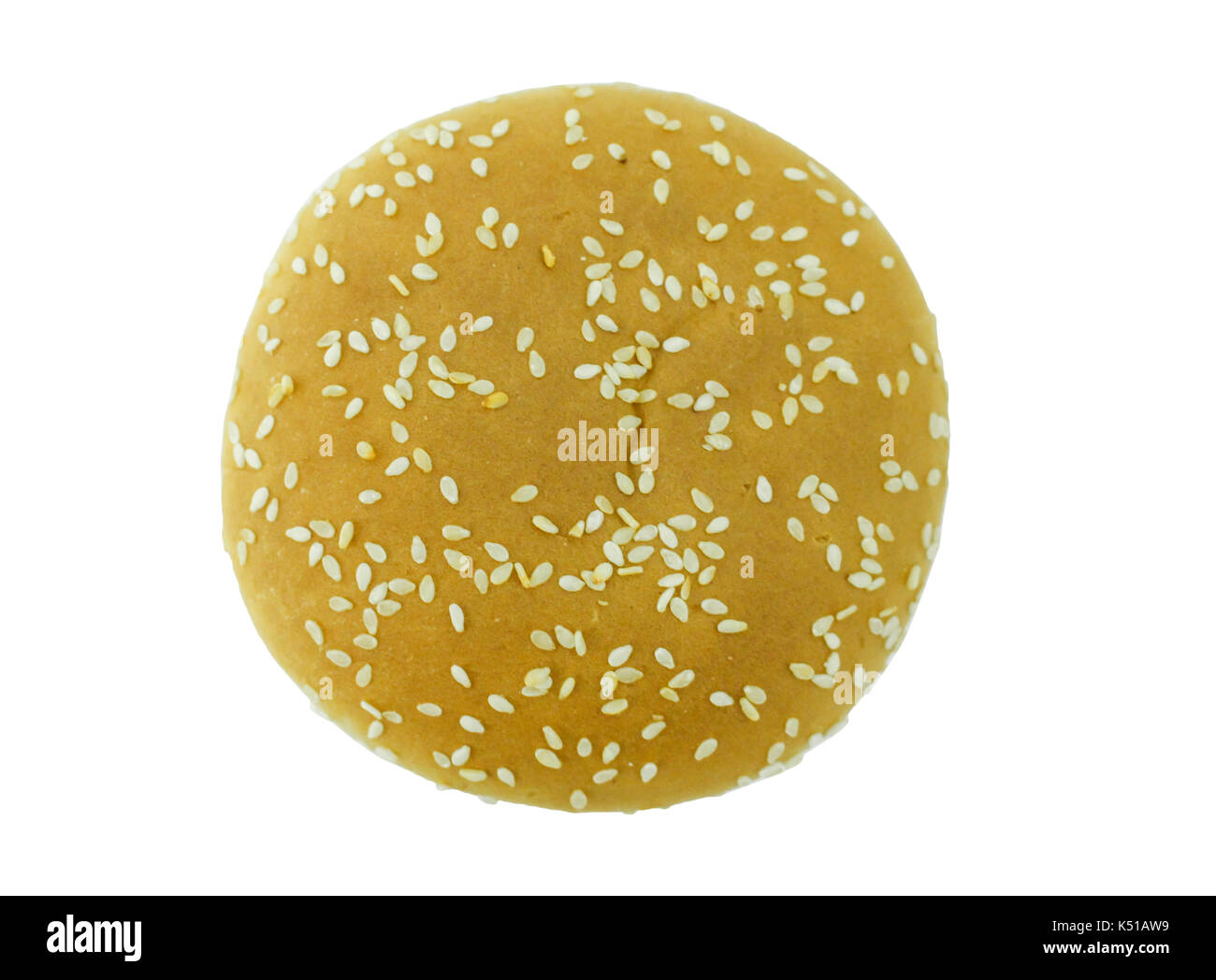 A sesame bun from up on white background resource Stock Photo - Alamy