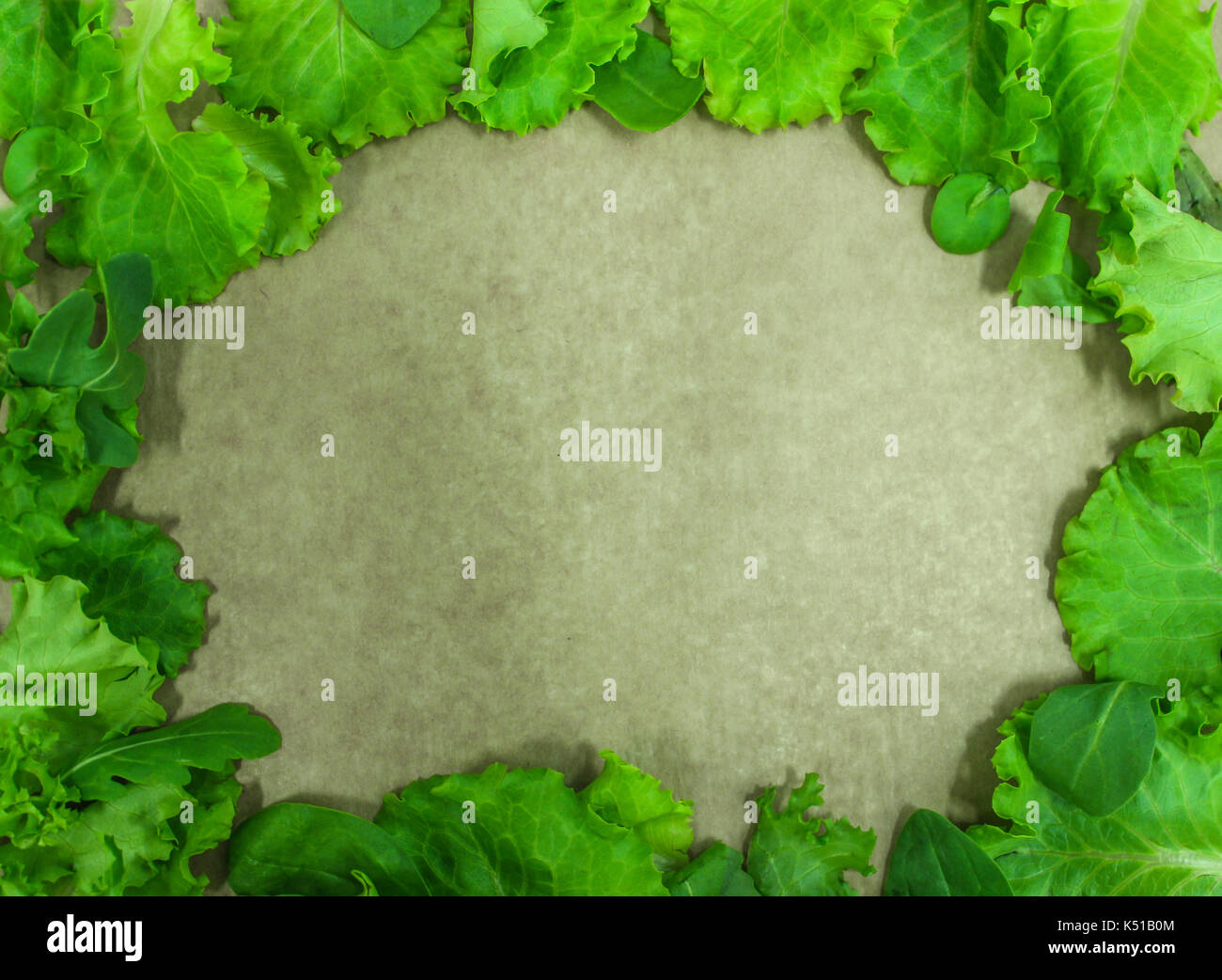 Green salad fresh frame background Stock Photo - Alamy