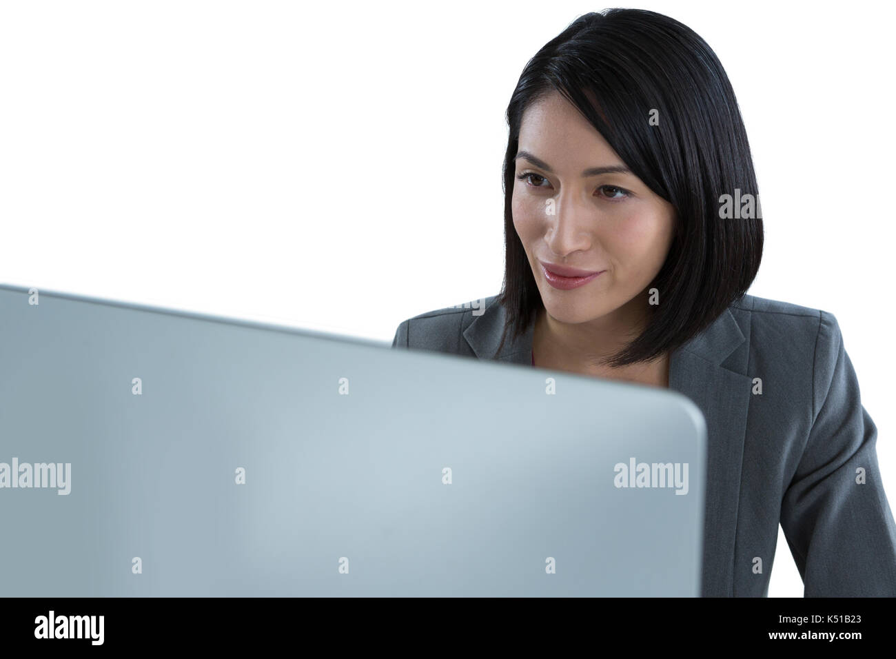 Businesswoman working on desktop pc hi-res stock photography and images ...