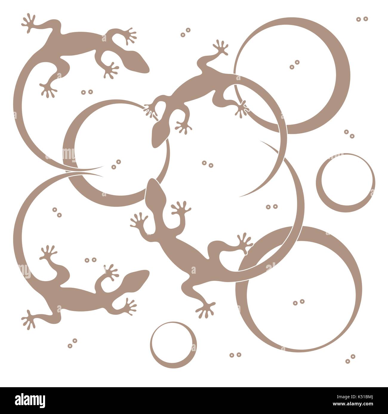 Cute vector illustration of lizards and circles. Design for poster or ...