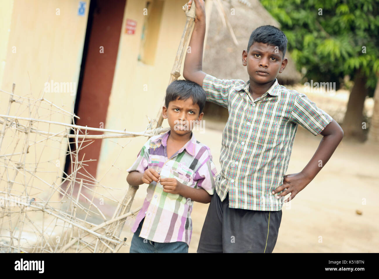 Portrait of happy kids outdoor looking at camera Stock Photo - Alamy