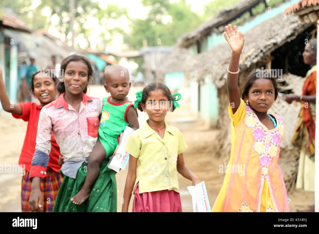 Portrait of happy kids outdoor looking at camera Stock Photo - Alamy