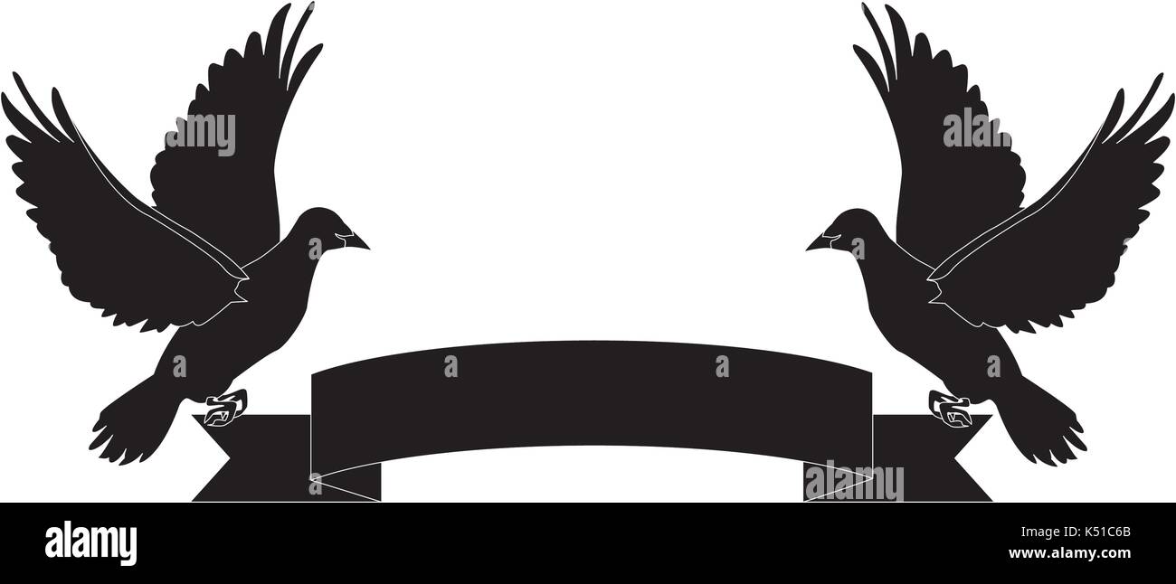 two doves holding a banner ribbons clip art isolated on white ...