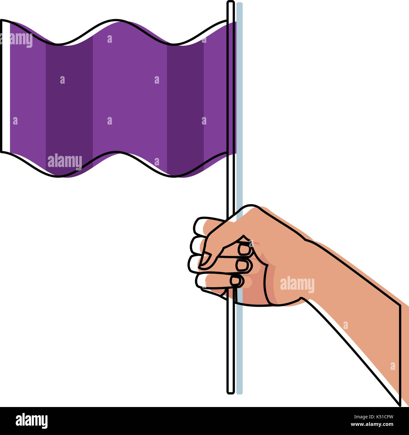 hand waving a purple flag symbol Stock Vector Image & Art - Alamy