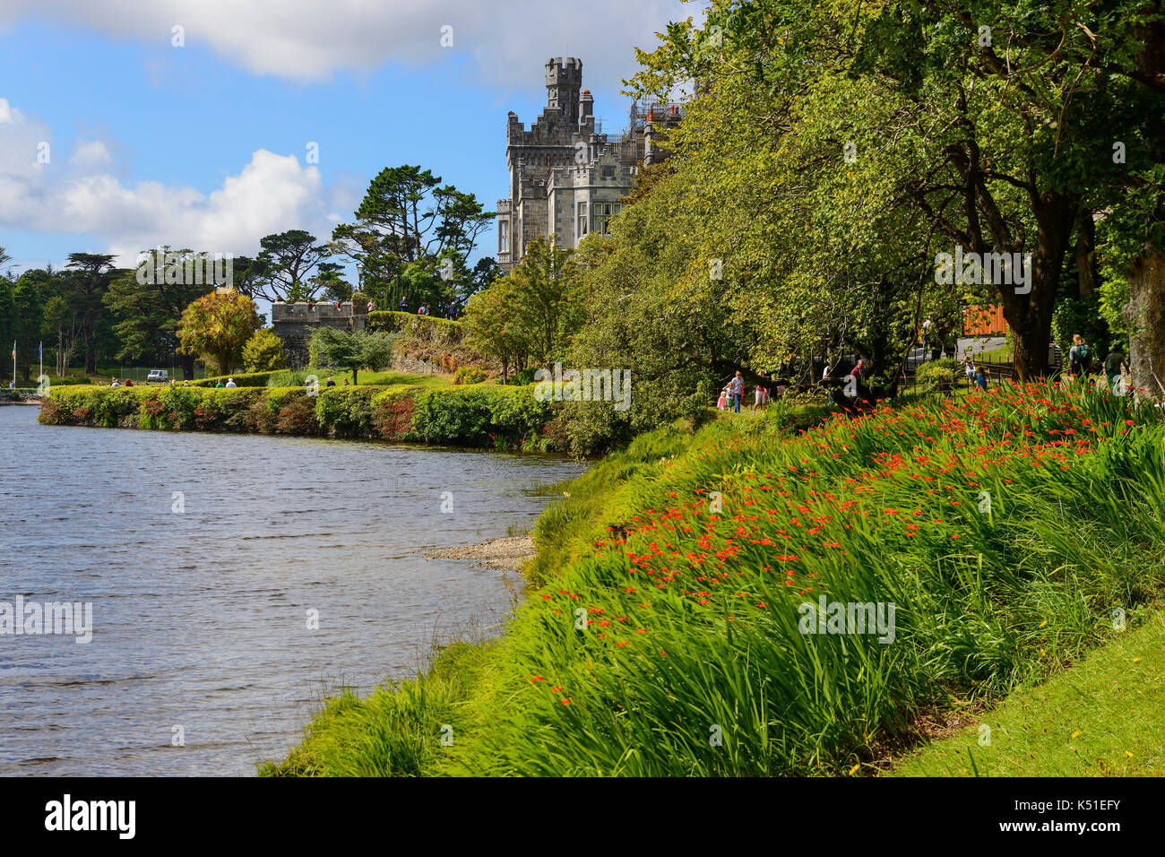 Kylemore Abbey on the banks of Pollacappul Lough in Connemara, County ...