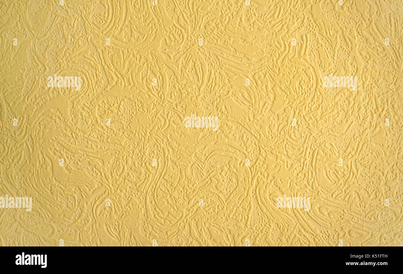 texture of yellow decorative plaster with smooth lines and swirls Stock ...