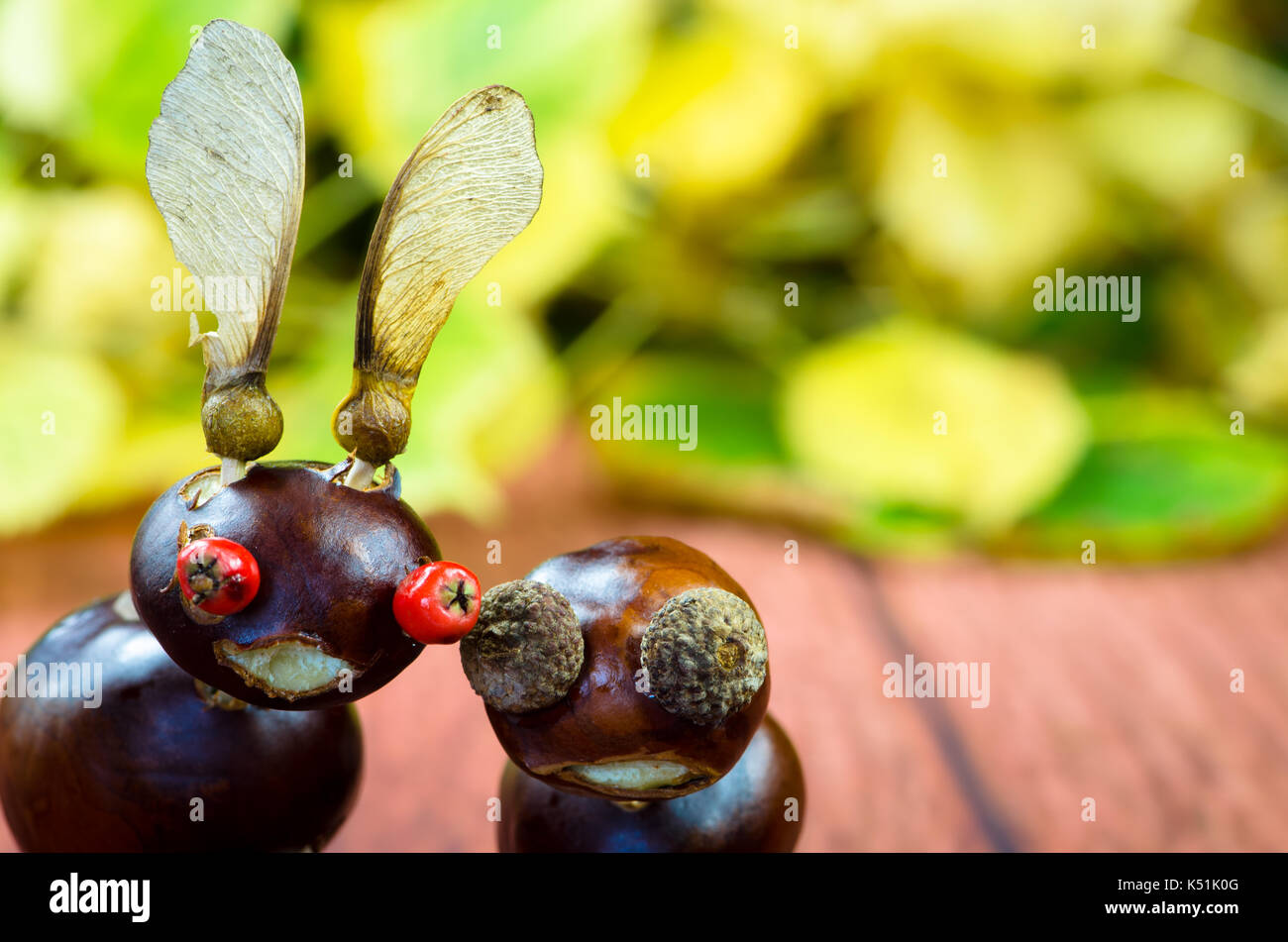 autumn figures made from chestnut fruit with creative concept Stock ...