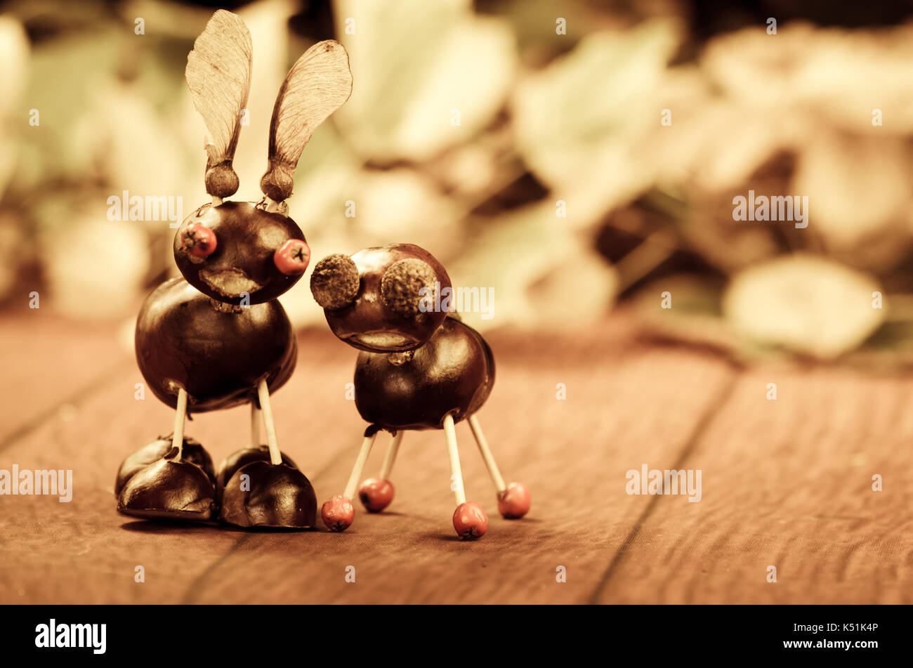 autumn figures made from chestnut fruit with creative concept Stock ...