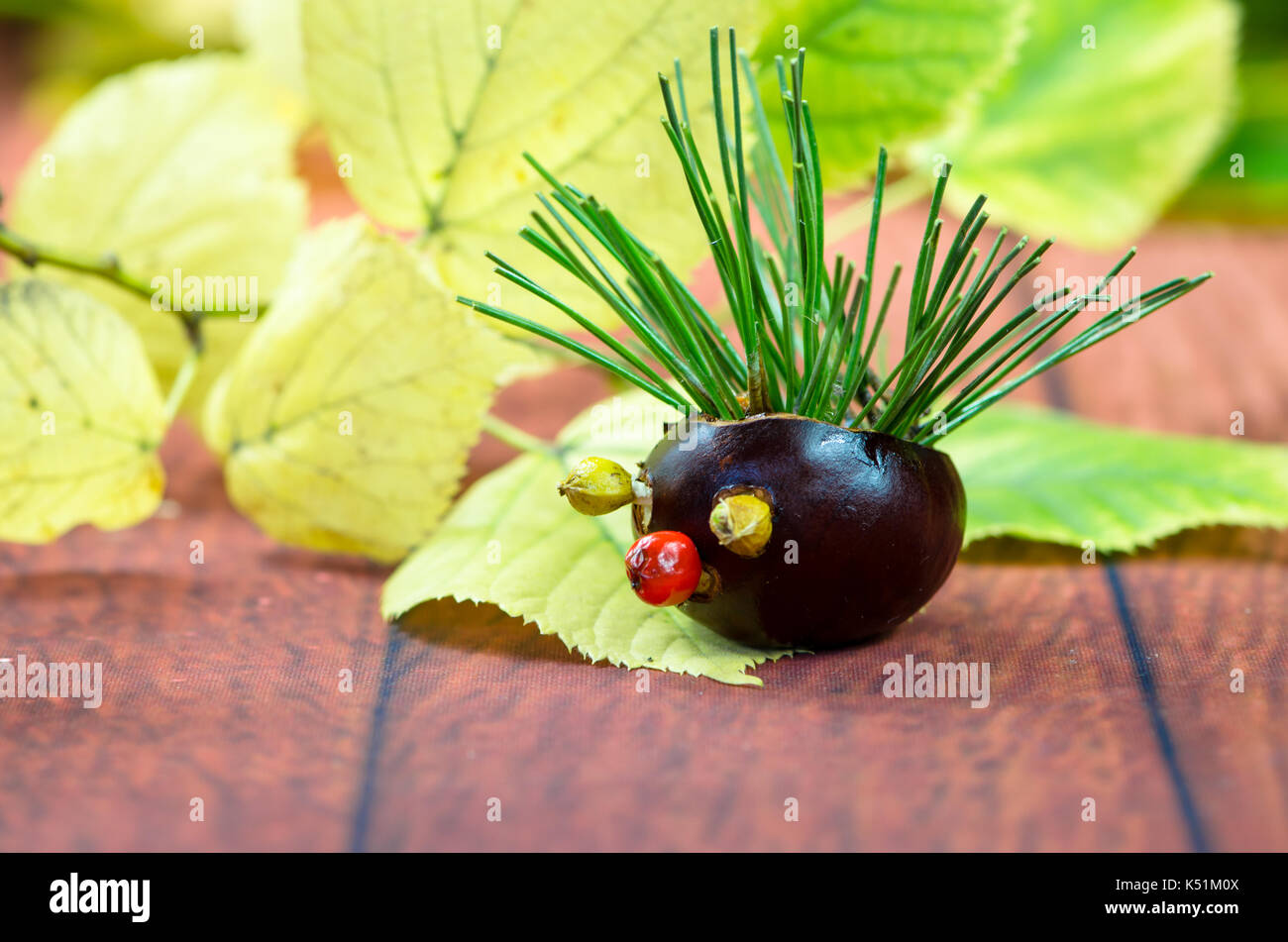 autumn figures made from chestnut fruit with creative concept Stock ...