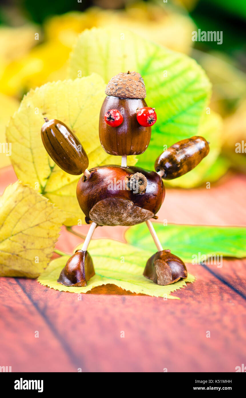 autumn figures made from chestnut fruit with creative concept Stock ...