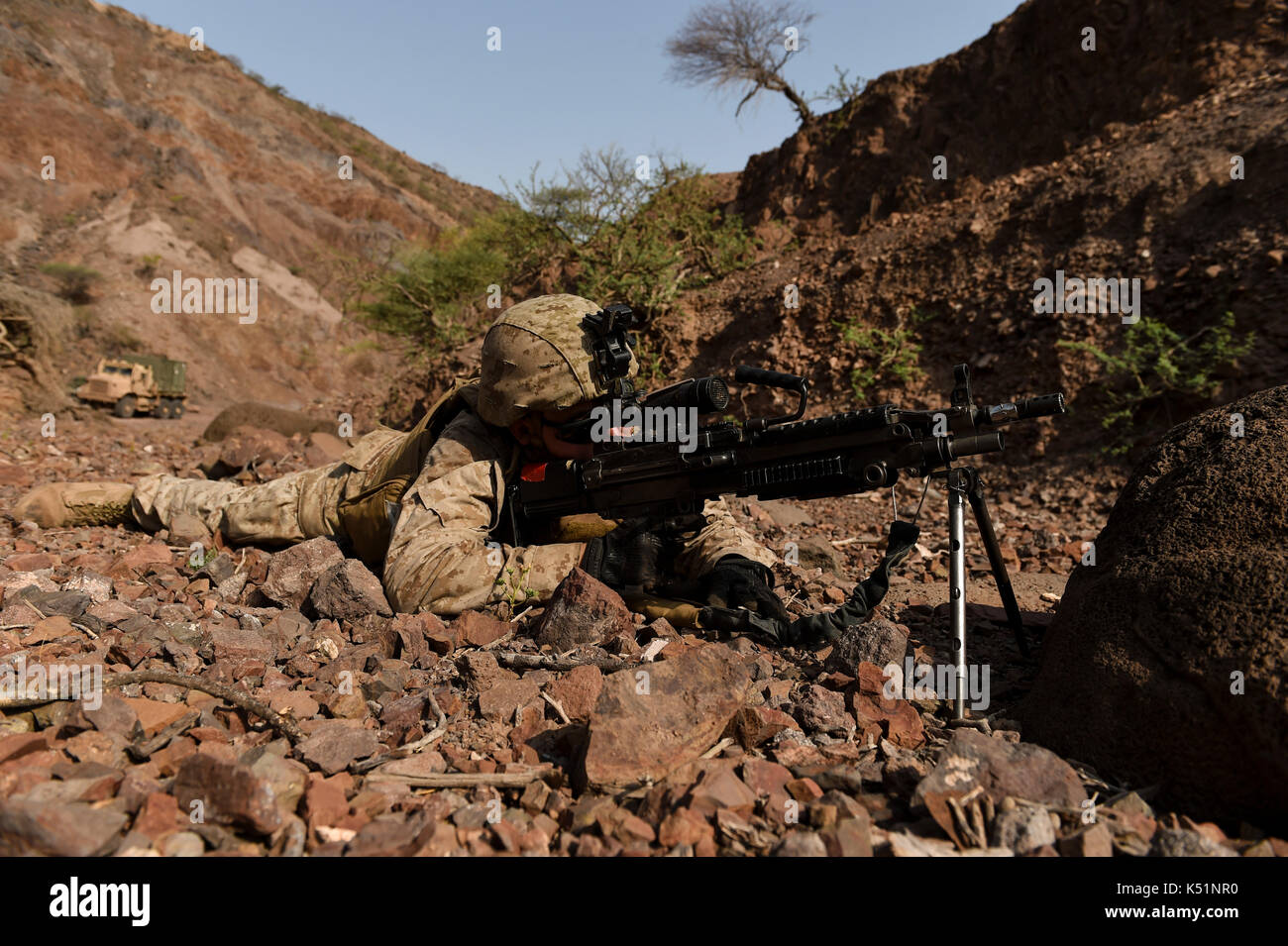Marine with M249 Light Machine Gun Stock Photo - Alamy