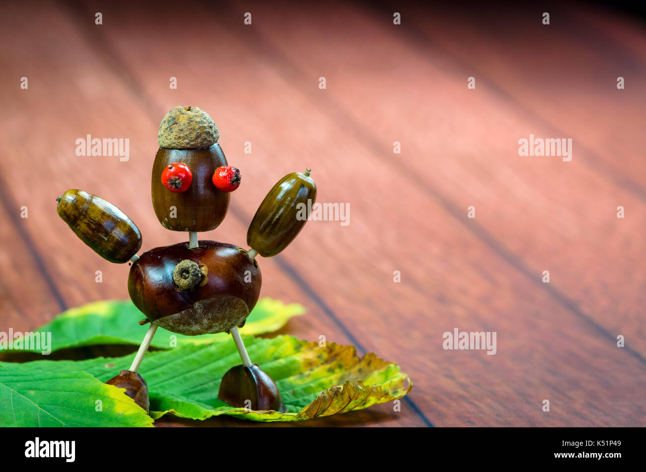 autumn figures made from chestnut fruit with creative concept Stock ...