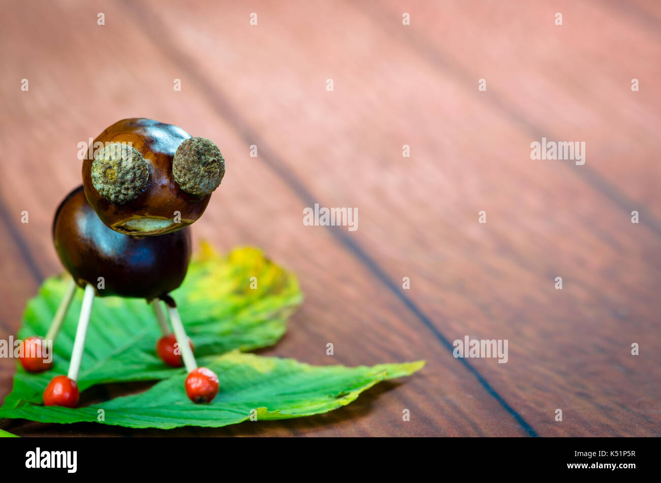 autumn figures made from chestnut fruit with creative concept Stock ...