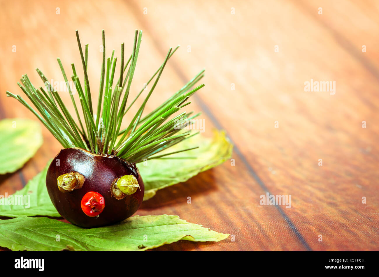 autumn figures made from chestnut fruit with creative concept Stock ...