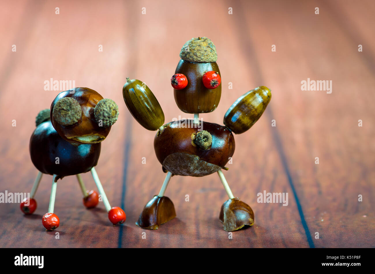 autumn figures made from chestnut fruit with creative concept Stock ...