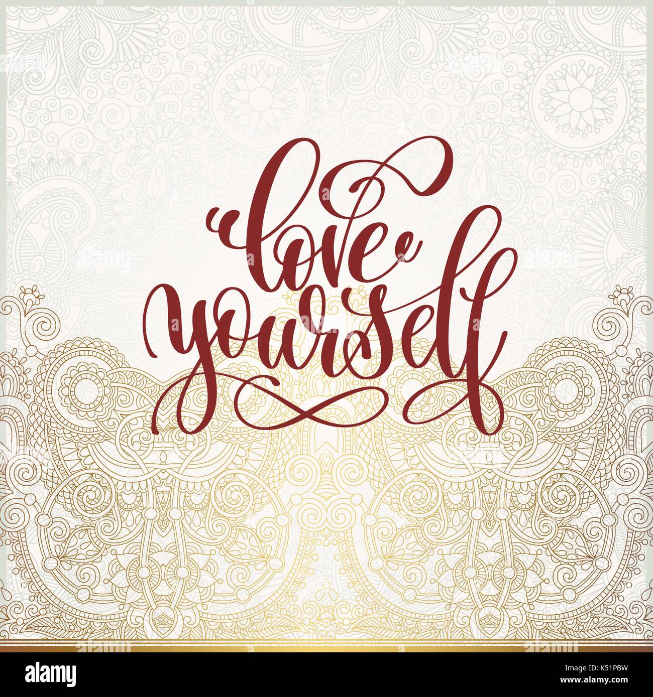 love yourself - handwritten lettering inscription Stock Vector Image ...
