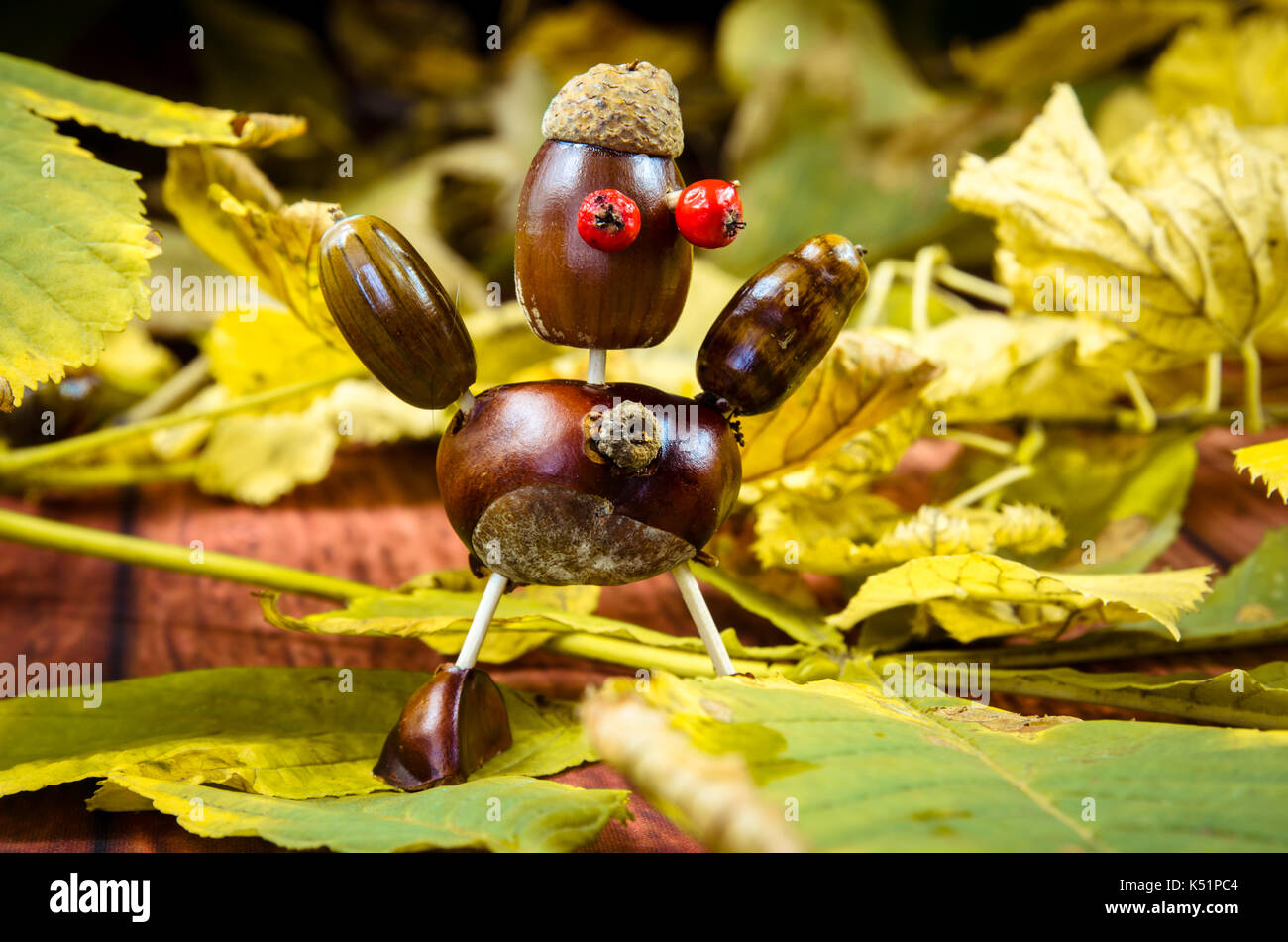 autumn figures made from chestnut fruit with creative concept Stock ...