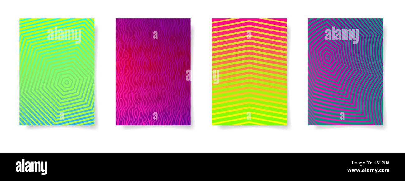 set of four abstract geometric pattern A4 format in bright color Stock ...