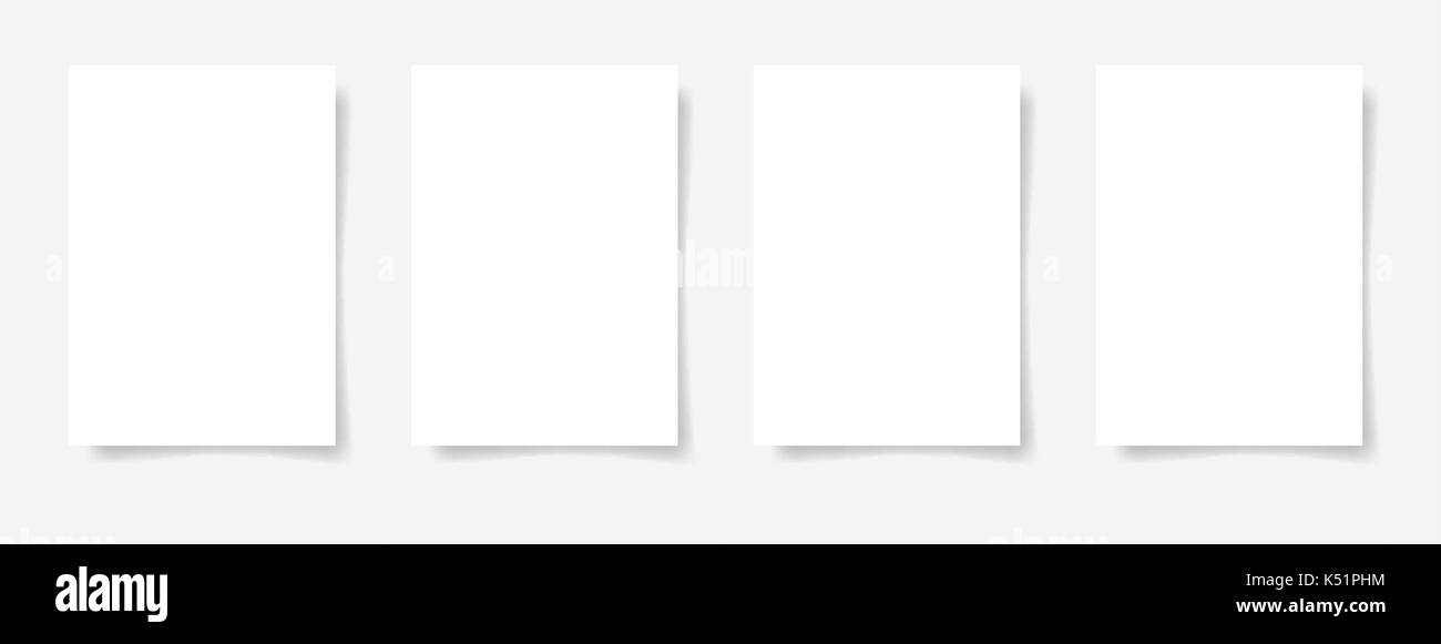 four pieces blank A4 sheet of white paper with the shadow Stock Vector ...