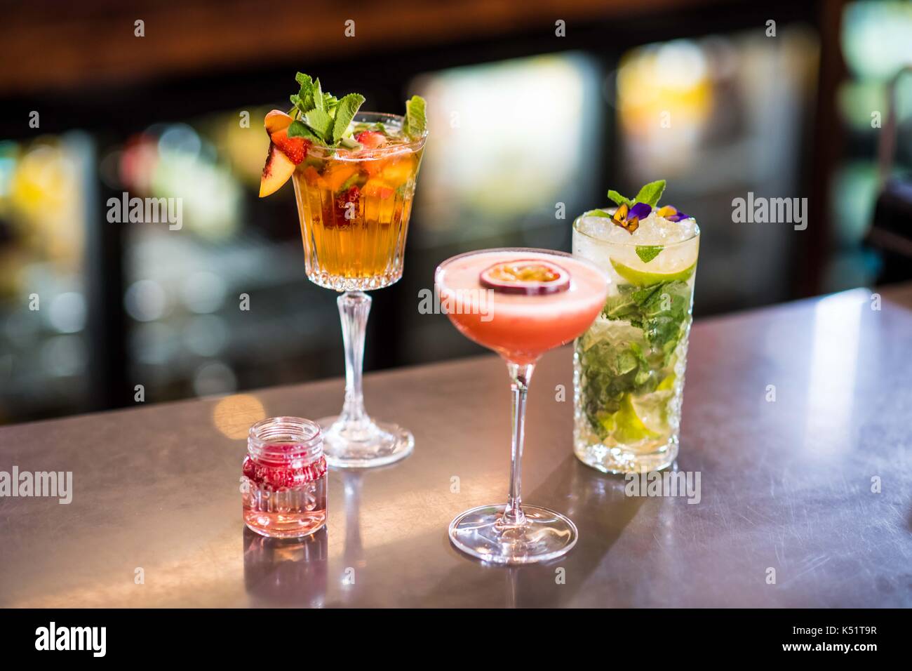 Cocktail drinks on a bar Stock Photo - Alamy