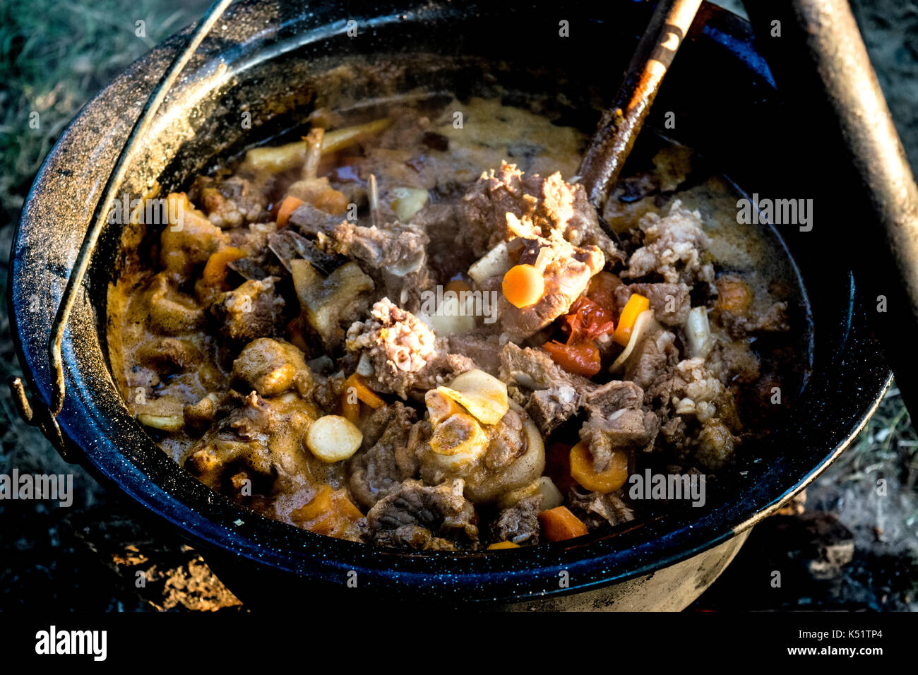Male hand mixing a stew Stock Photo - Alamy