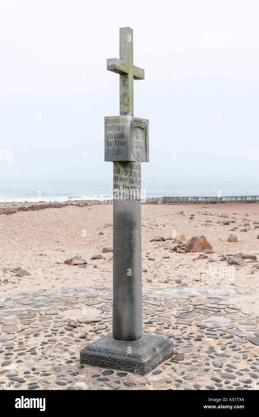 CAPE CROSS, NAMIBIA - JUNE 29, 2017: A replica of the cross planted by ...
