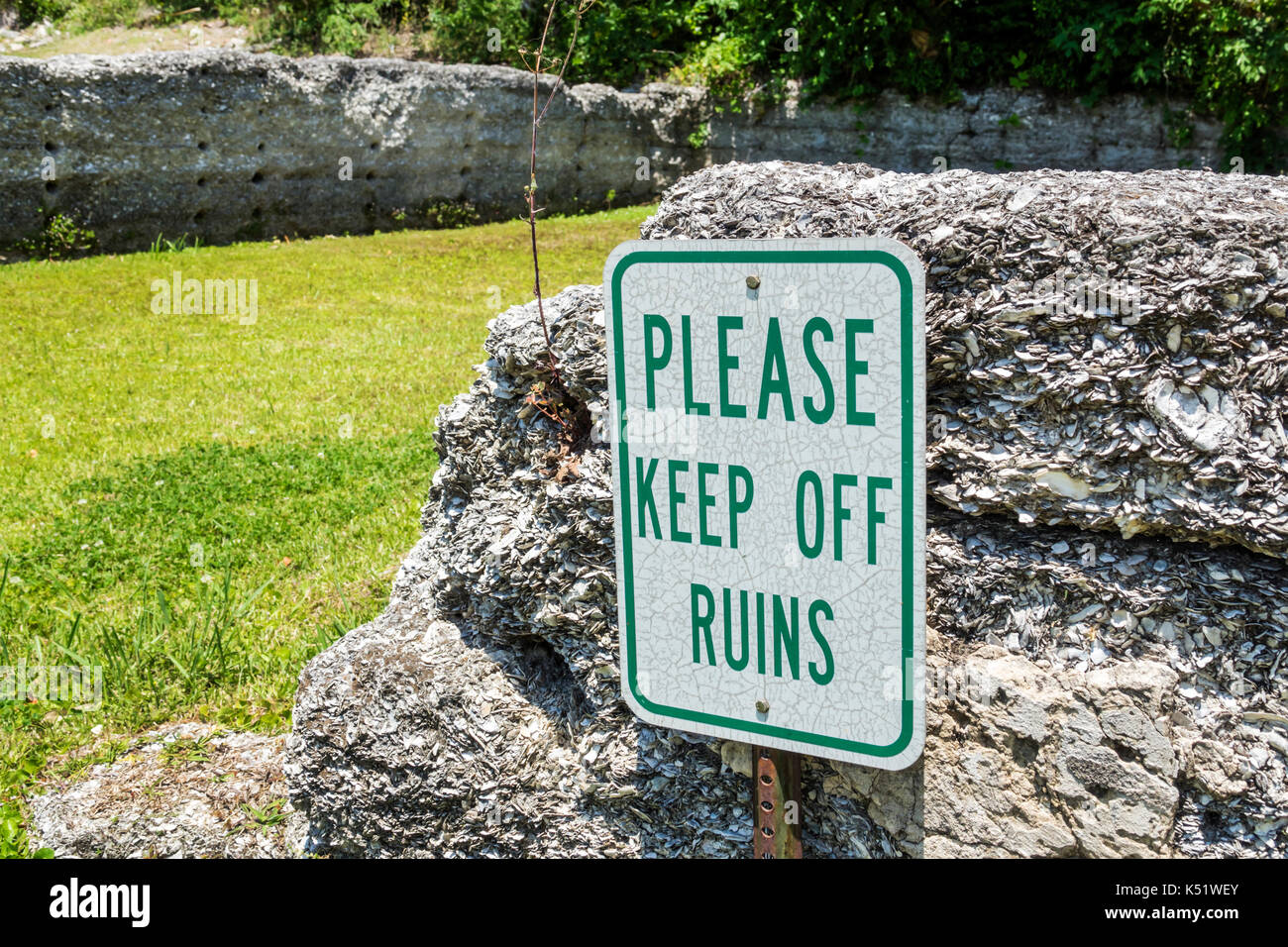 Georgia,Darien,Waterfront Park,tabby ruins,sign,keep off,USA US United ...