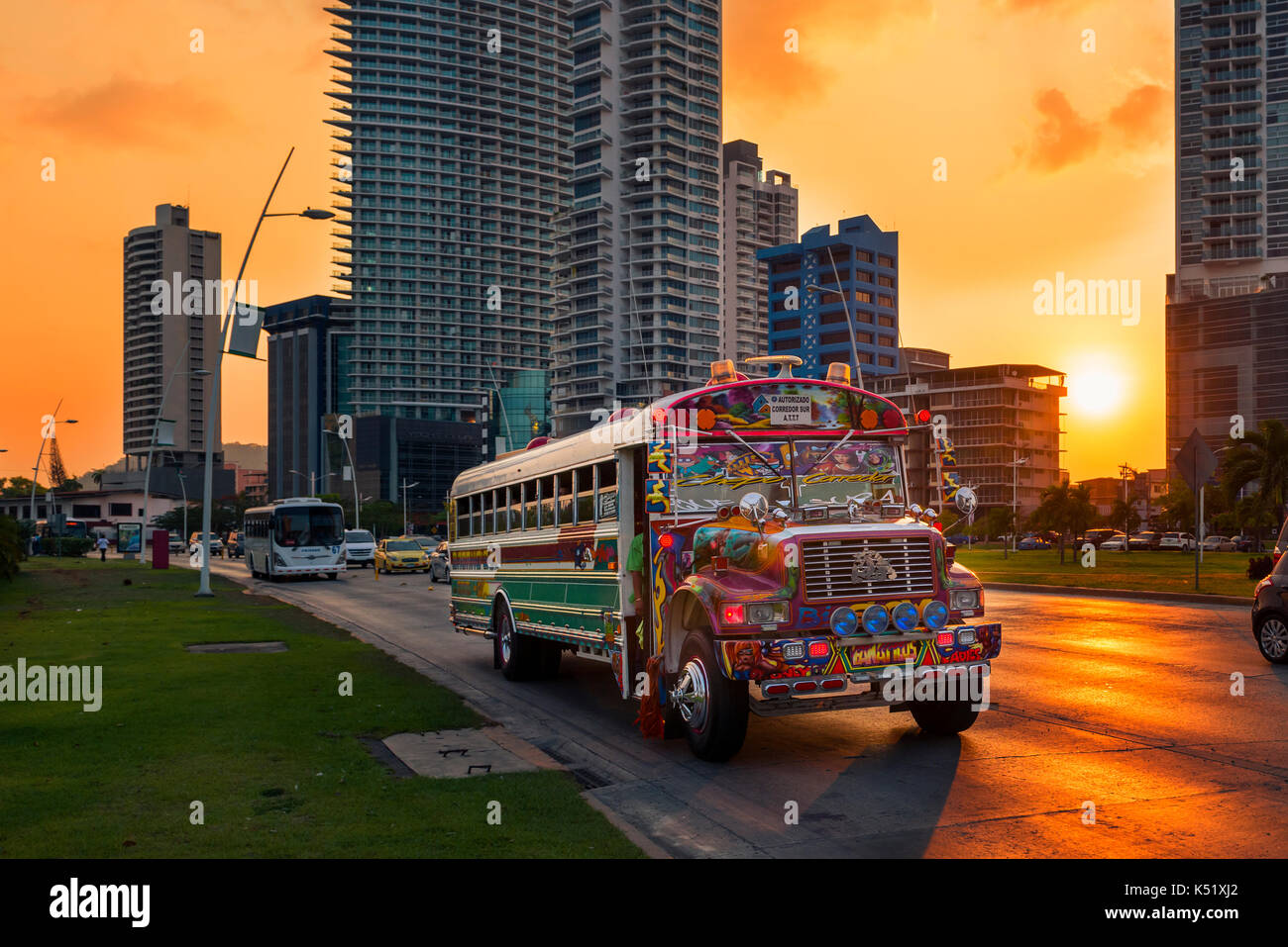 Panama City, Panama - March 18, 2014: A Red Devil bus in Panama City ...