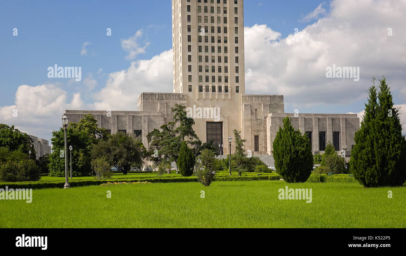 Louisiana State Capitol Building against sky in Baton Rouge Stock Photo ...
