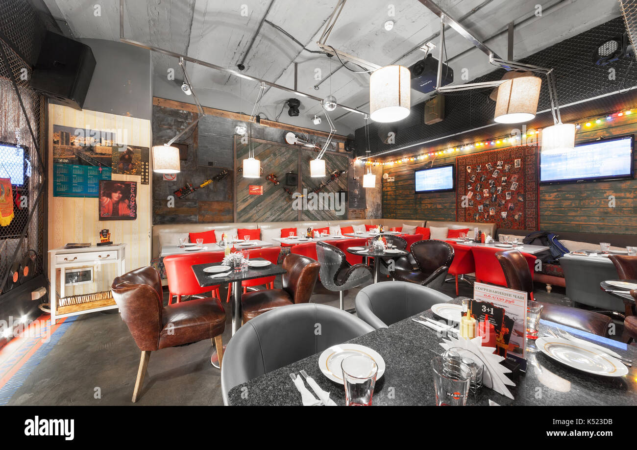 Interior retro restaurant "Kamchatka" in the Soviet Union style Stock ...