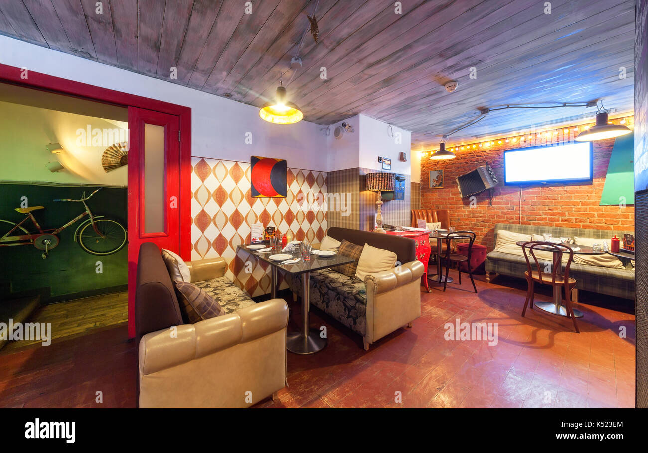 Interior retro restaurant "Kamchatka" in the Soviet Union style Stock ...