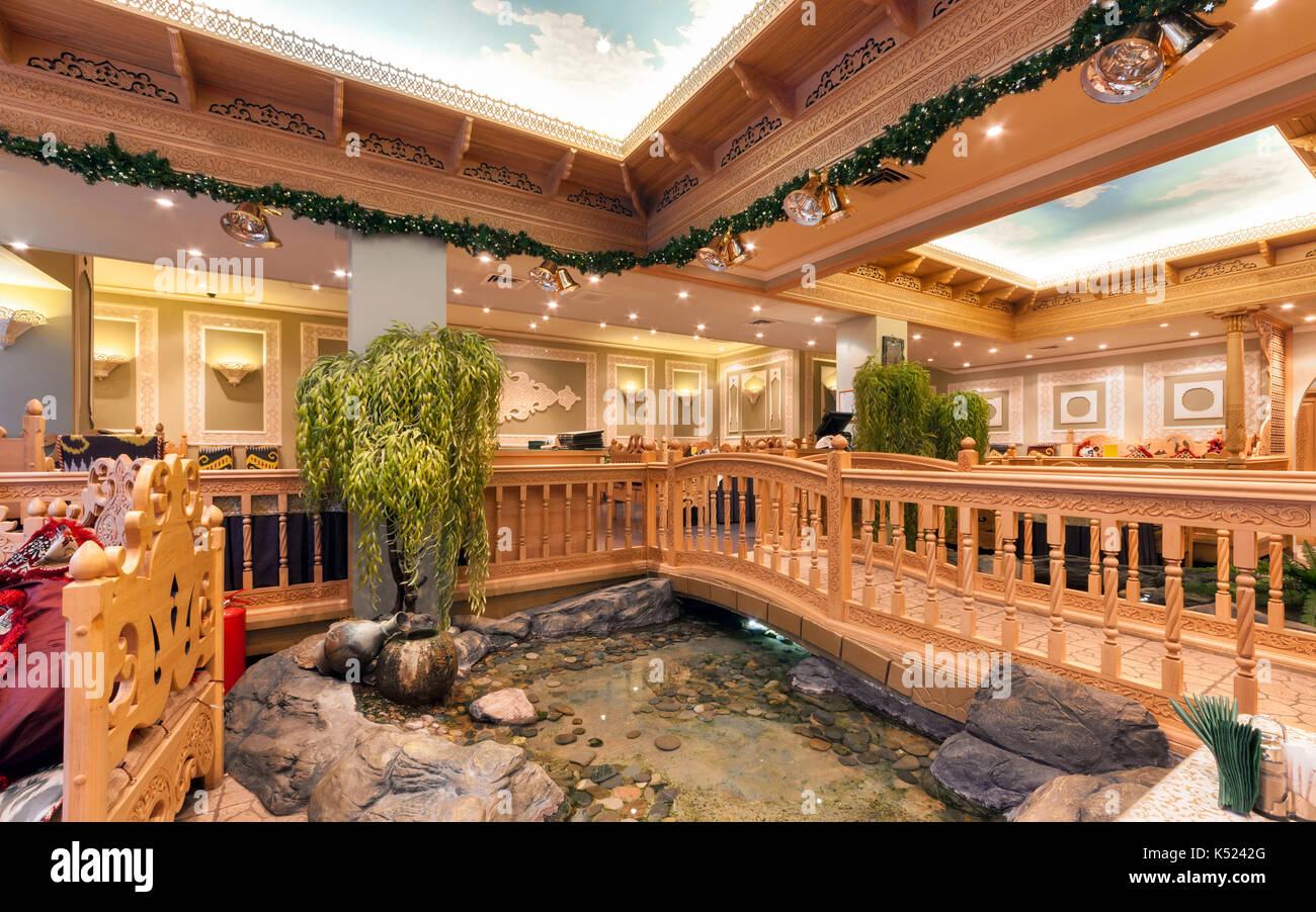 The interior of the deluxe restaurant of Uzbek cuisine - Babay Club in ...