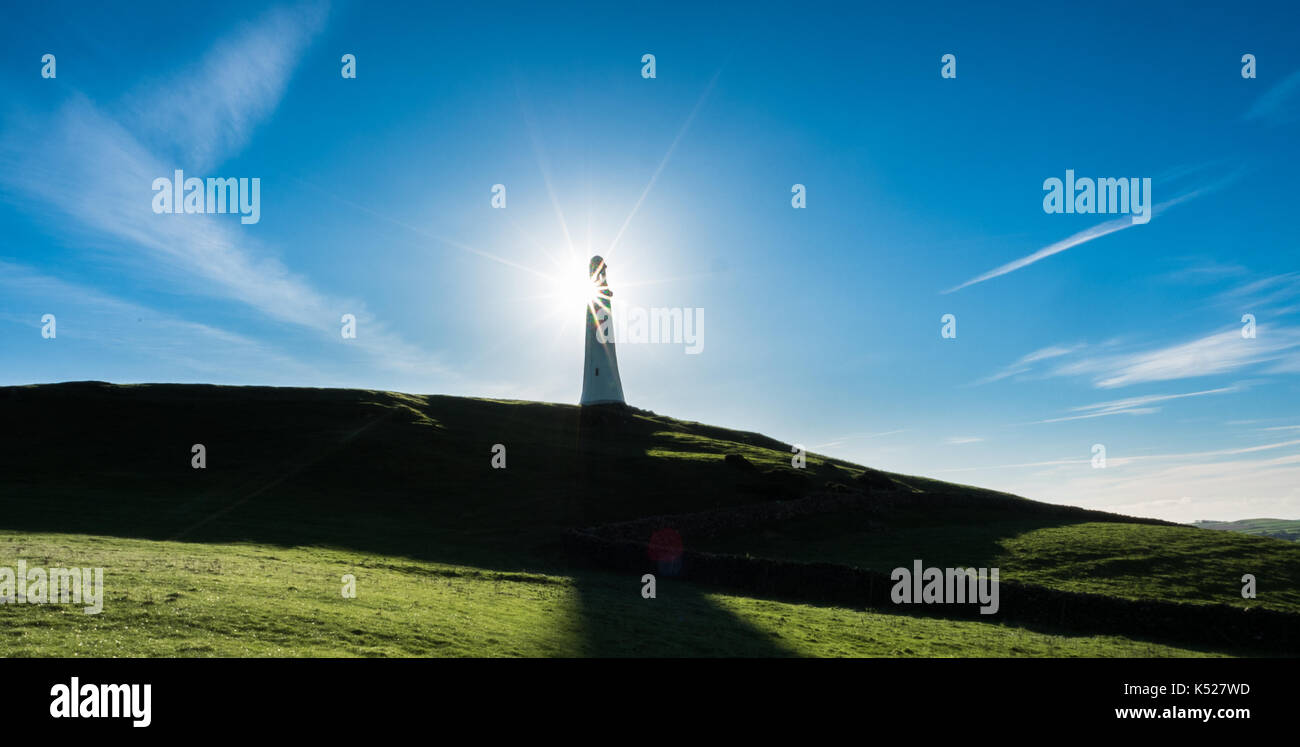 The sun breaking out behind the Sir John Barrow Monument, Ulverston ...