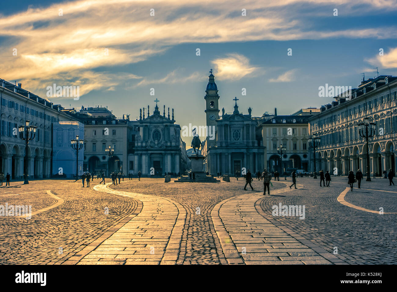Piazza San Carlo, Turin, Italy at sunset Stock Photo - Alamy