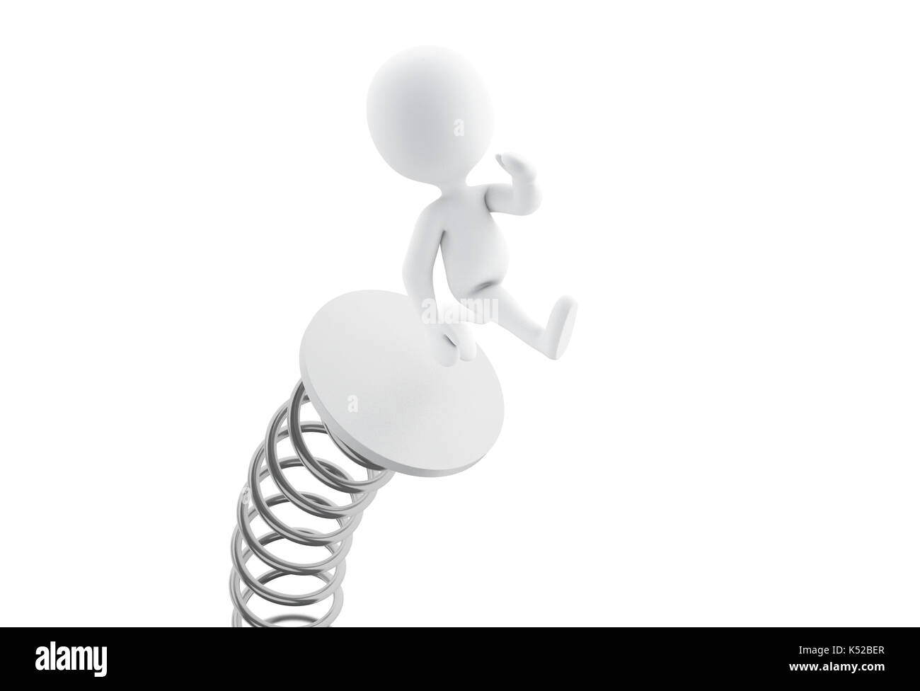 3d illusrtaion. White people jumping on springboard. Success in ...