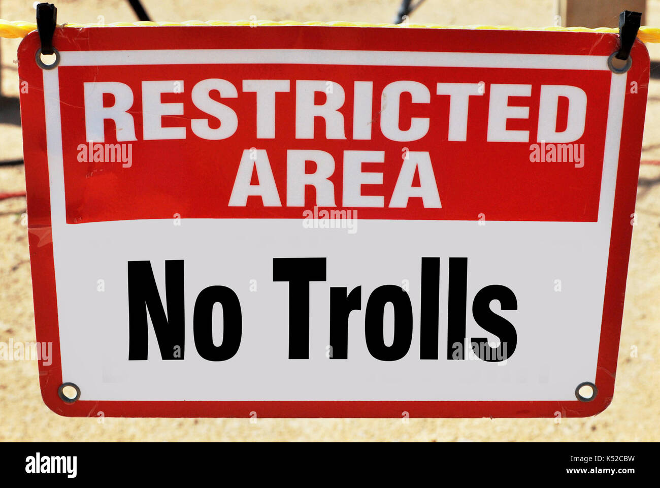 Restricted area no trolls allowed Stock Photo - Alamy