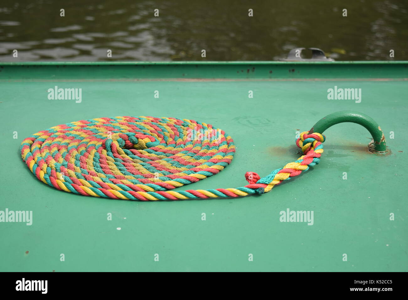 Close up of objects on a canal boat Stock Photo - Alamy
