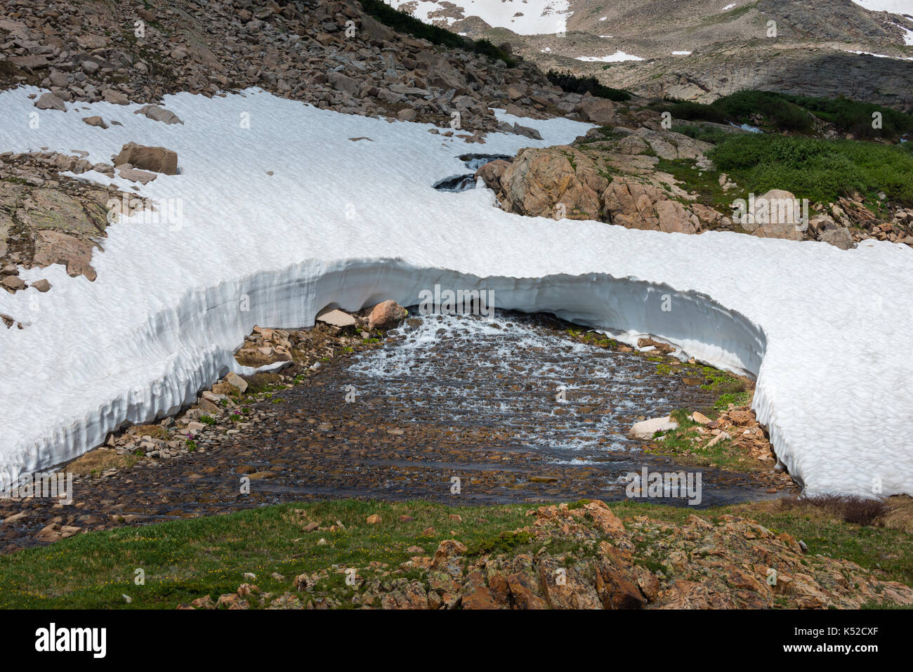 Blue Lake Outlet Melting Snow Colorado Landscape Mt Toll Trail Stock ...
