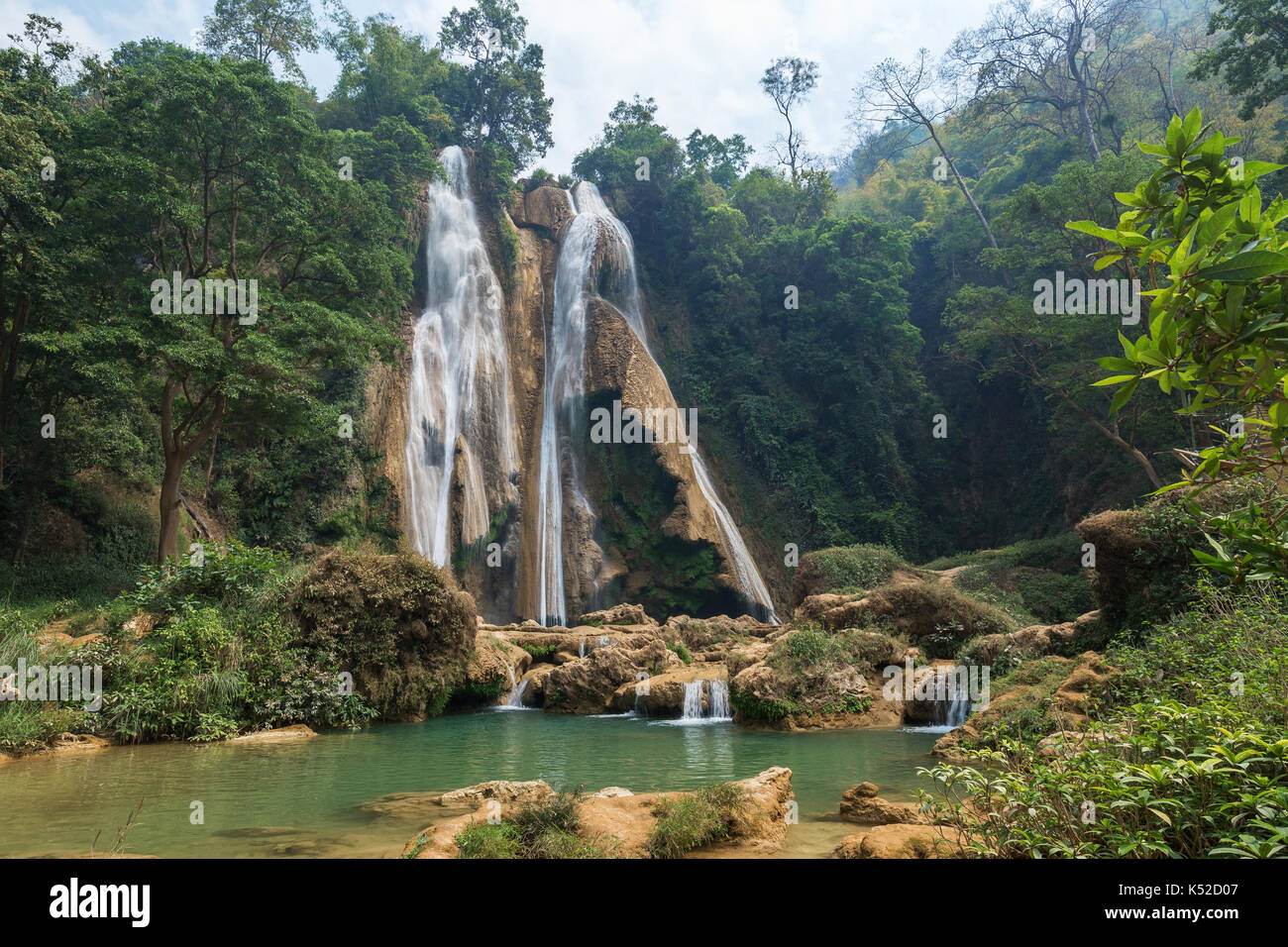 View of the tall Dat Taw Gyaint (also known as Anisakan) Waterfall near ...