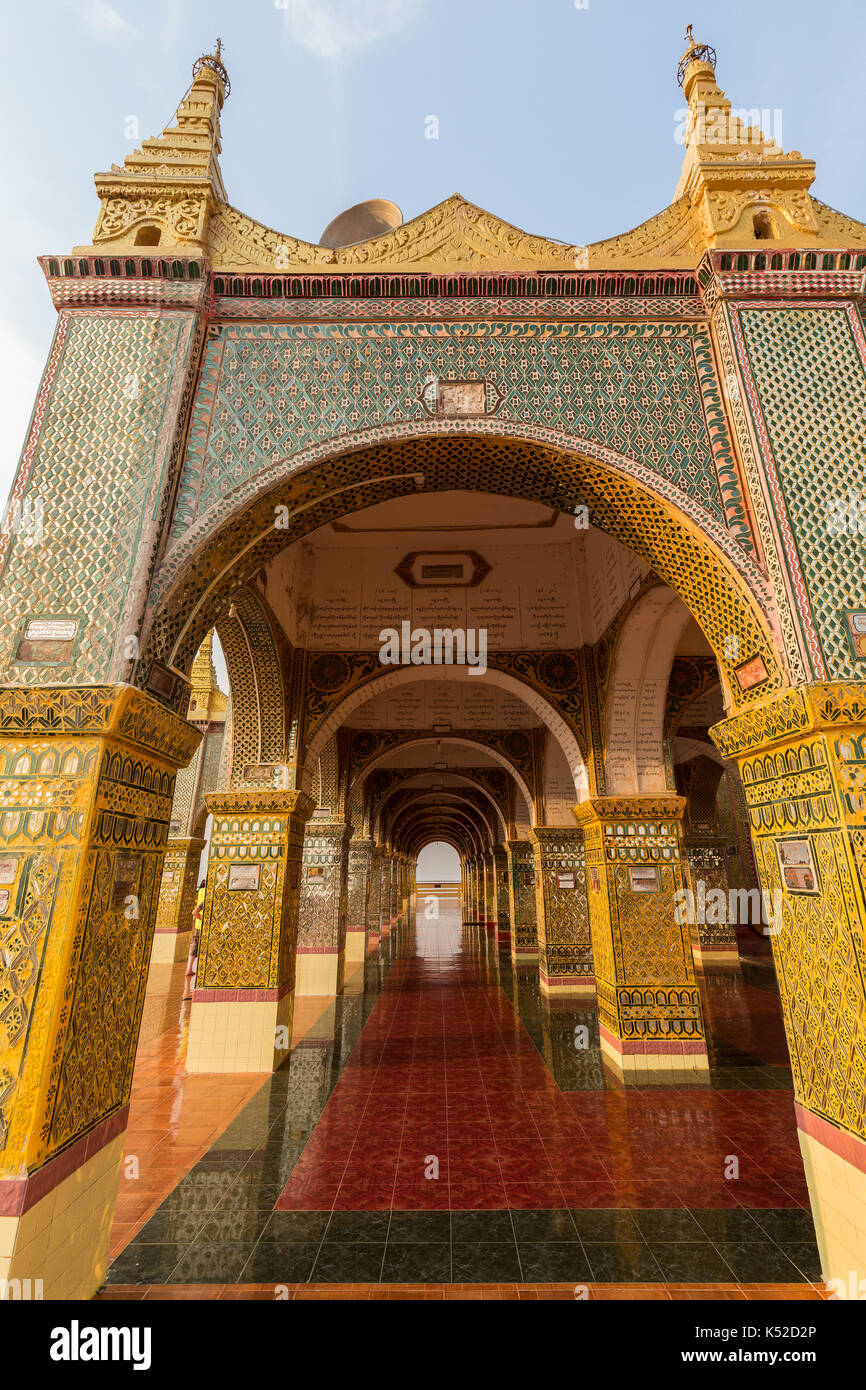 Sunset colored exterior of the ornate Sutaungpyei Pagoda at the ...
