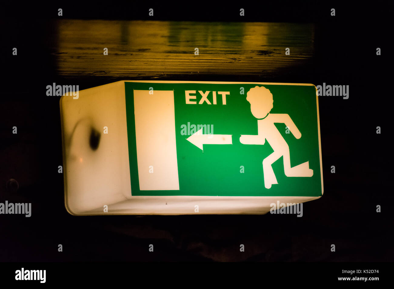 Emergency exit sign in 70s 80s Stock Photo - Alamy